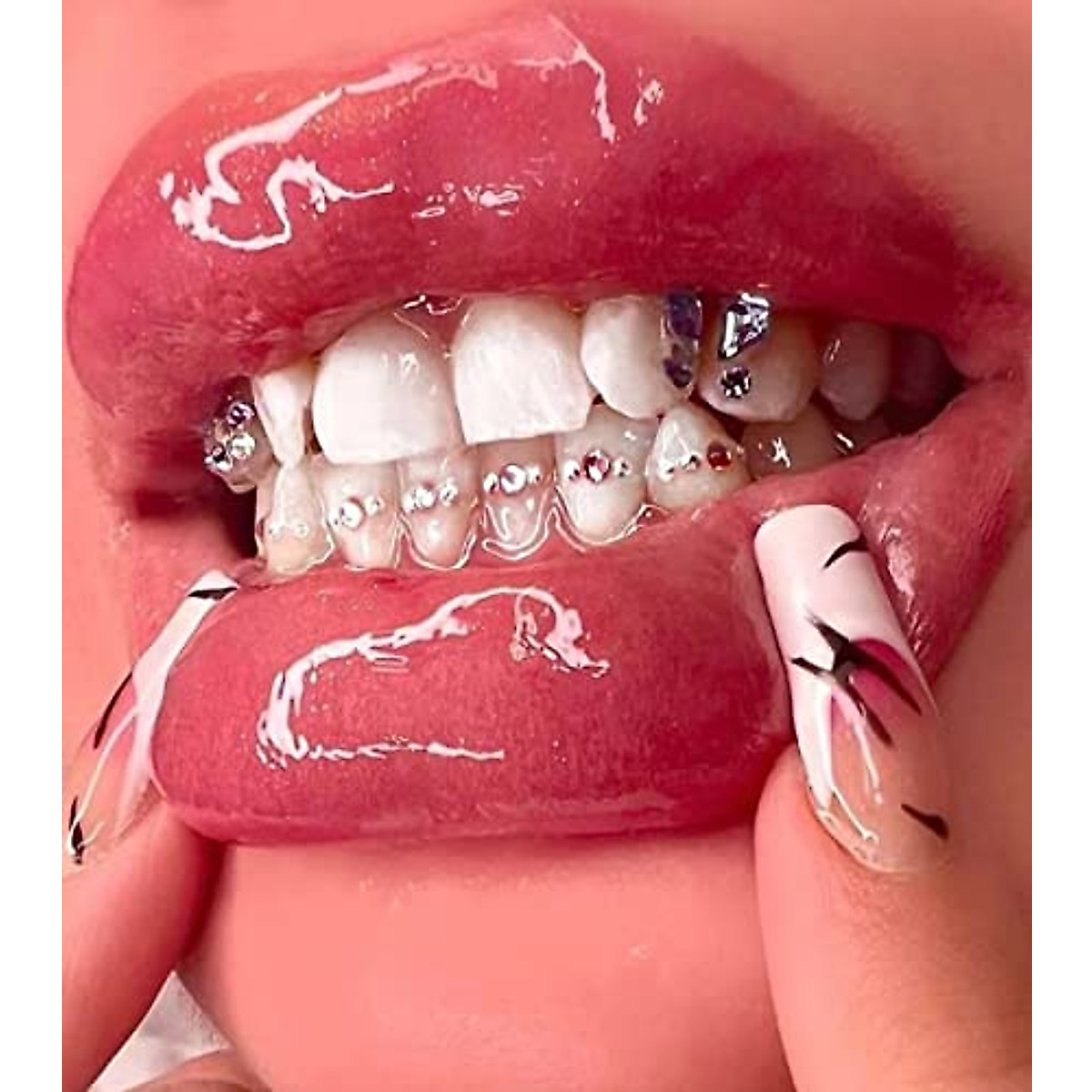 NANAFLA Tooth Gem Kit with UV Light and Glue DIY Teeth Jewelry Starter Kit 23 Pieces Crystals and Cheek Retractor Incldues Butterfly & 2 Set of Cat Paw/Heart-Shaped Gems Great Tooth Jewelry Gems Kit