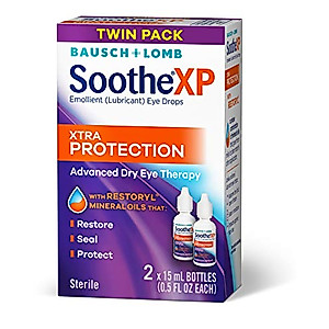 Bausch + Lomb Soothe XP Dry Eye Drops, Xtra Protection Lubricant Eye Drops with Restoryl Mineral Oils, , 0.5 Ounce Bottle Twinpack, 0.5 Fl Oz (Pack of 2)