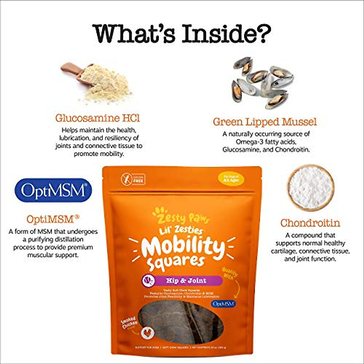 Zesty Paws Flavored Soft Chews - Hip and Joint for Dogs with Glucosamine Chondroitin & MSM Dog Mobility Supplement for Hips Joints Cartilage Support Plus Green Lipped Mussel 10 oz