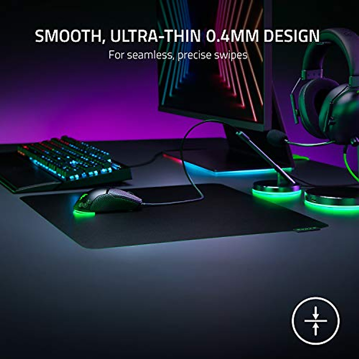 Razer Sphex V3 Hard Gaming Mouse Mat: Ultra-Thin Form Factor - Tough Polycarbonate Build - Adhesive Base - Small