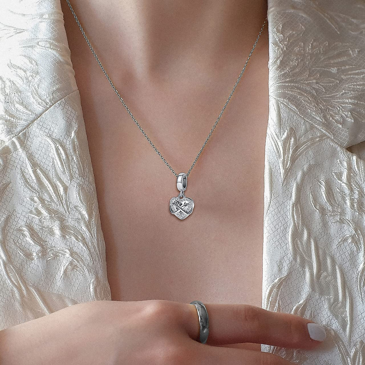 QeenseKc My Best Friend Friendship Charm Heart Infinity Bead for Pandora Bracelet (Aut-173_Fri)