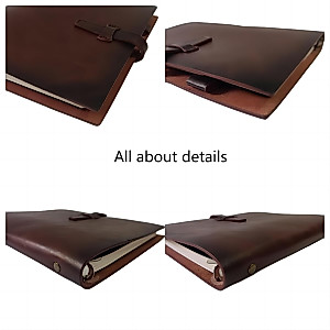 Spiral Genuine Leather Journal Writing Notebook, A5 Leather Cover Notebook for Men and Women, 6 Ring Binder Refillable Diary Notepads,Vintage Leather Business Planner, Personal Organizer (Coffe)