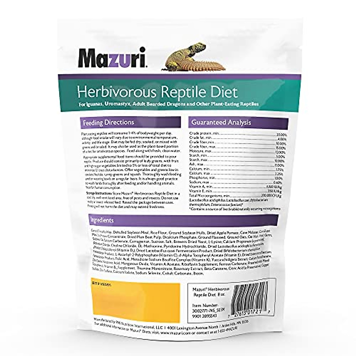 Mazuri | Herbivorous Reptile Diet | 8 Ounce (8 OZ) Bag