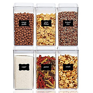 Vtopmart Airtight Food Storage Containers, 6 Pieces Medium BPA Free Plastic Canister with Easy Lock Lids, for Kitchen Pantry Organization and Storage, Include 24 Labels