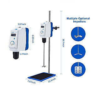 +UXI Overhead Stirrer 40L LCD Digital Labotary Lab Stirrers Mixer Time and Speed Adjustable 30-2200rpm Max.100L Max.100000mpa.s Industrial Stirrer Mixer Homogenizer Grinder 110V 20/40/60/100L
