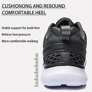 OTIEMU Men's Slip On Walking Shoes Mesh Tennis Shoe Non Slip Running Shoes Gym Workout Lightweight Breathable Sneakers Dark Grey Size 11