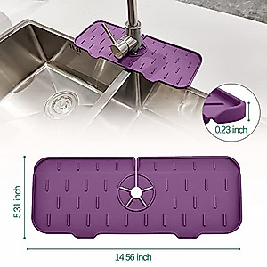 JODEILIY Kitchen Silicone Faucet Sink Splash Guard,Faucet Water Catcher Mat,Sink Draining Pad Behind Faucet,Silicone Drying Mat