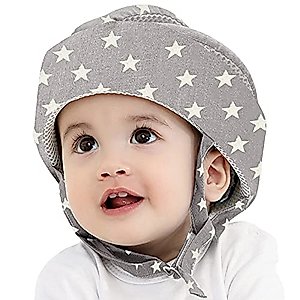 Ocanoiy Baby Safety Helmet Toddler Children Headguard Infant Head Cushion Protective Harnesses Cap Soft Adjustable Kid Safety Hat Head Protector (Gray Star)
