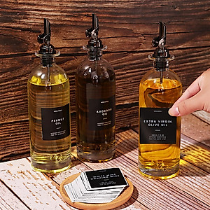 Molimoli Oil and Vinegar Dispenser with Metal Pour Spout, Weighted Pourer, Glass Bottle Dispenser for Kitchen | Weighted Stainless Steel Pourers, Pack of 4 (Pourers), 500ml Oil Bottles Black