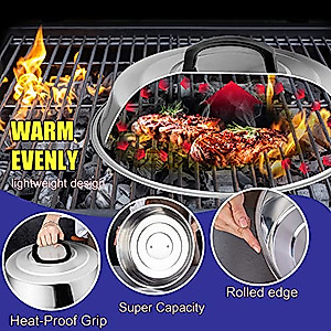 Professional Melting Dome Lid Set of 3, Leonyo 12"- 9" Metal Steam Basting Cover for Griddle Grill Top, Stainless Steel Griddle Accessories for BBQ Flat Top Kitchen Cooking Burger Cheese, Heat Proof