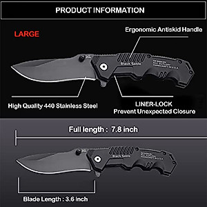 Hidoer 2 PACK Pocket Folding Knife, Tactical Knife(small+large) Assisted Knife, Tactical Knife, EDC Knife with Liner Lock