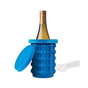 Ice Genie Deluxe The Original Ice Cube Maker| Holds Up to 180 Ice Cubes | Silicon Bucket | Perfect for Indoor/Outdoor Use | Bottled Beverage Cooler | Dishwasher Safe & Bpa-Free | Ice Tongs Included