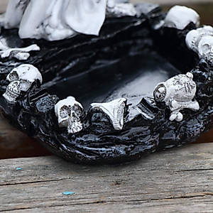 Gothic Death & Love Skull Beauty Girl Figurine Resin Cigarette Ashtray Home Table Decor