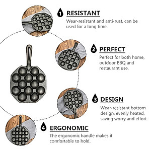 DOITOOL 2 Pcs Cast Iron Takoyaki Pan,12 Hole Heavy Duty Takoyaki Grill Pan,Non-Stick Takoyaki Maker Mold Skillet Baking Tray Octopus Meatball Maker
