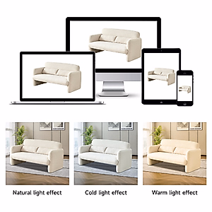 VASOENY 59.06'' Loveseat Sofa, 2 Seater Sherpa Lamb Fabric Love Seat Couch, Comfy Upholstered Modern Leisure Loveseat Couches with 2 Waist Pillow for Bedroom, Office, Living Room