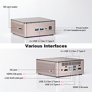 GEEKOM A5 Mini PC, AMD Ryzen 7 5800H(8C/16T, up to 4.4GHz), 32GB DDR4&512GB M.2 PCIe NVMe SSD, Vega 8 Graphics, Windows 11 Pro Desktop Computer Support 8K UHD/Wi-Fi 6/Bluetooth 5.2/USB 3.2