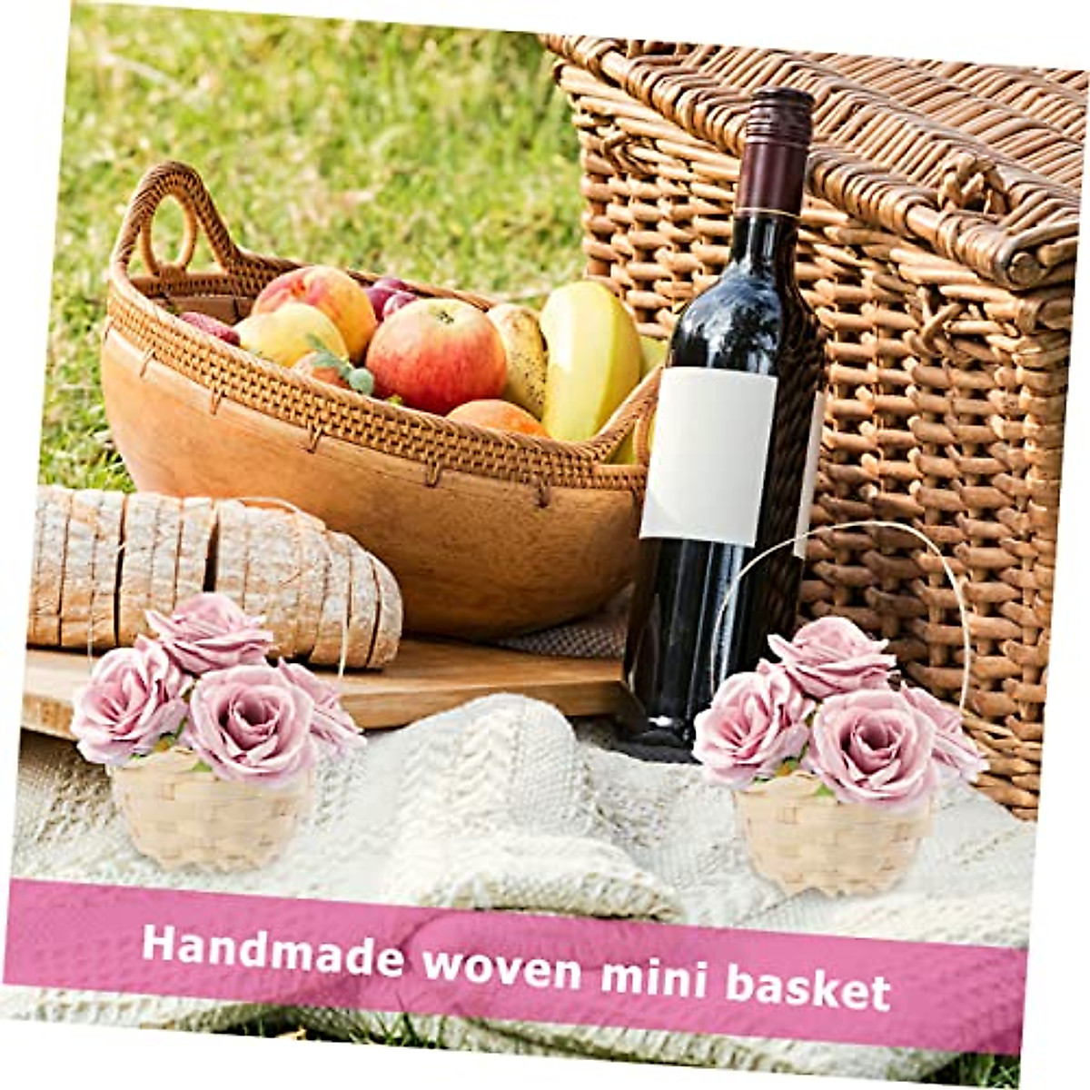 Cabilock 18 pcs mini flower basket candy gift baskets picnic basket wicker hamper doll bread baskets decoration for home flower vases decorative home décor wooden bamboo craft basket