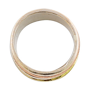 NOVICA Artisan handmade .925 Sterling Silver Meditation Spinner Ring Simple Copper Brass Indian [band Width 10 mm W] 'Sleek Simplicity'