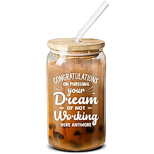 NewEleven Coworker Leaving Gifts - Farewell Gifts, Going Away Gift For Coworker - New Job, Goodbye, Good Luck Gifts For Coworkers, Colleagues, Boss, Work Bestie, Women, Friends - 16 Oz Coffee Glass