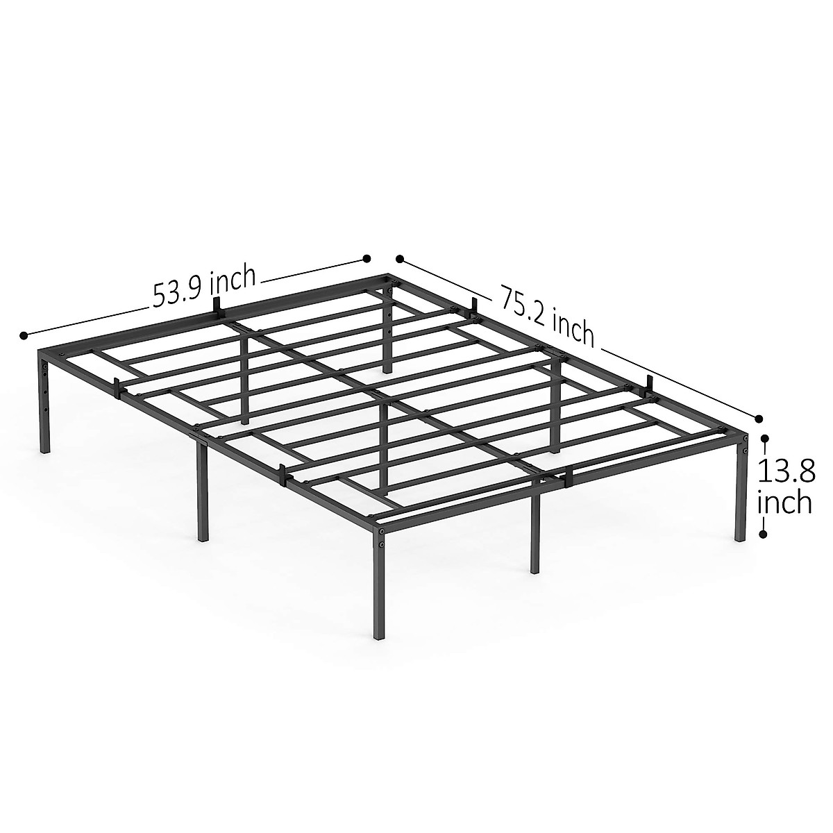 Alkmaar Full Bed Frame,14 Inch Black Metal No Box Spring Needed Full Size Platform Bed Frame (Full)