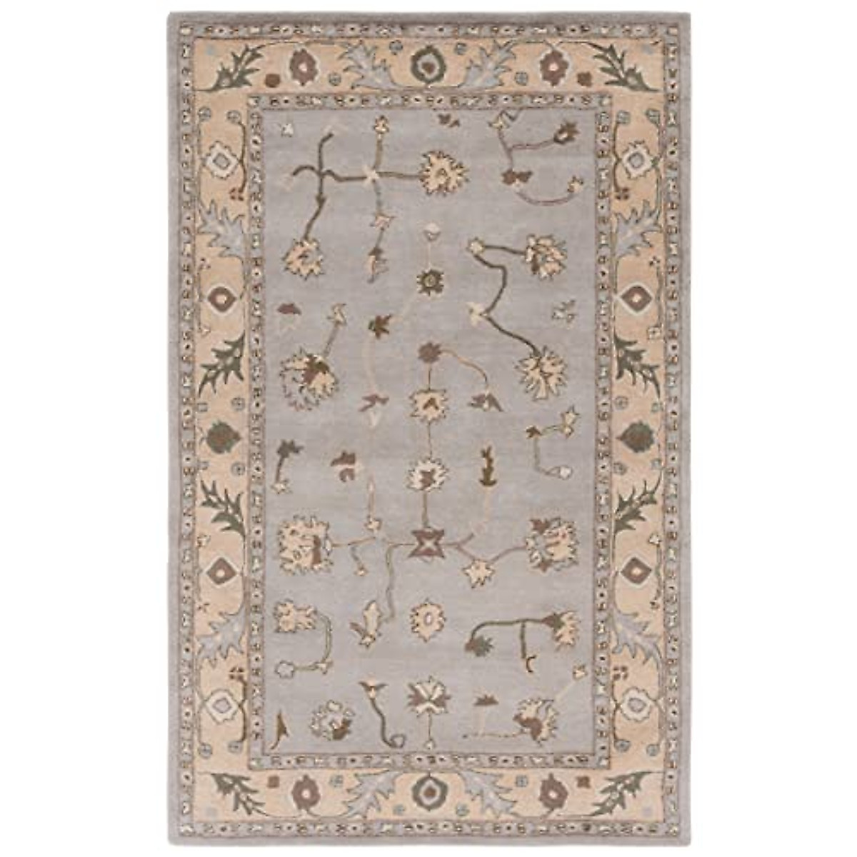 SAFAVIEH Heritage Collection Accent Rug - 4' x 6', Beige & Grey, Handmade Traditional Oriental Wool, Ideal for High Traffic Areas in Entryway, Living Room, Bedroom (HG865A)