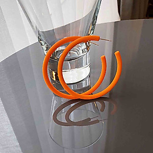 Fashion Candy Color Big Hoop Earrings for women Multiple Colors to choose from- 2.6" x 2.6" x 0.2" punk drop earrings geometry jewelry (Orange)