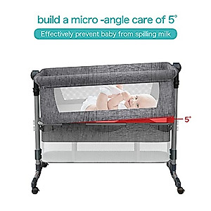 JOLIE VALLÉE TOYS & HOME Baby Bassinet, 2 Height Adjustable Baby Bed and Bedside Crib Bedside Sleeper, Portable Baby Crib, Baby Bedside Swingable Bassinet for New Born with Mattress, Breathable Net