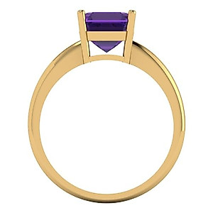 Clara Pucci 2.0 ct Asscher Cut Solitaire Natural Purple Amethyst Engagement Bridal Promise Anniversary Ring 18K Yellow Gold Size 3.5