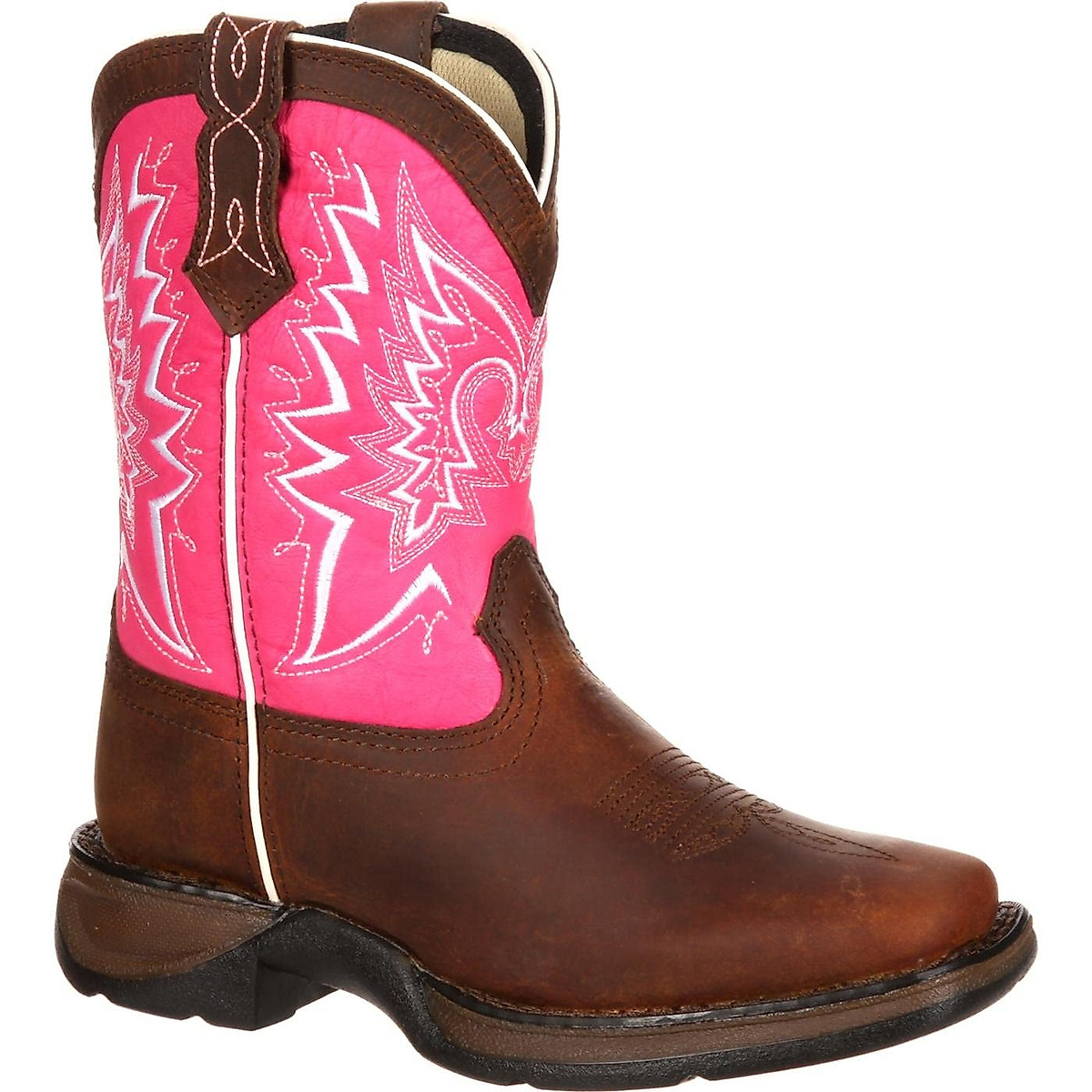 Durango unisex child Lil' Rebel Western Boot, Brown/Pink, 3 Little Kid US