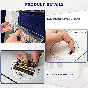 Gurexl 2-in-1 Jewelry Armoire with 8 LEDs,Door/Wall Mounted/Free Standing Jewelry Cabinet with Adjustable Acrylic Storage Shelf,Lockable Jewelry Organizer with Full Length Mirror for Bedroom