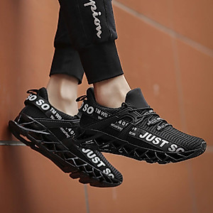 UMYOGO Mens Athletic Walking Blade Running Tennis Shoes Fashion Sneakers (9 M US, 1-Black)