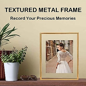 HSAUYU 8x10 Gold Picture Frame, For Multiple Photo Sizes 8x10 6x8 5x7, Gold Glass Metal Floating Picture Frames, Only for Tabletop Display Vertically, 1 Pack
