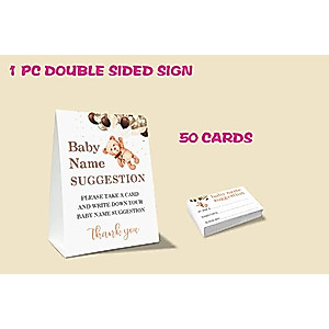 Baby Name Suggestion For Baby Shower Games, Little Bear Balloon Themed Name Suggestion Game Card, Party Favors Supplies Decorate For Baby Showers Game Cards, 1 Sign & 50 Cards Per Pack –(bbname-003)