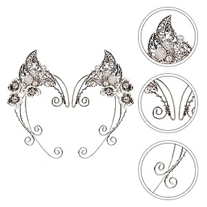 GANAZONO Elf Ear Cuffs Fairy Earrings Pearl Wing Cuff Wrap Earrings Elven Ear Clips Jewelry Gift