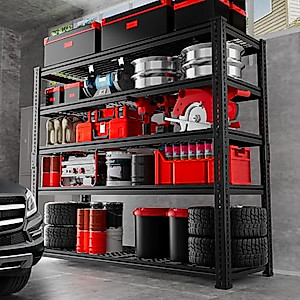 Storage Shelves, Garage Shelving Heavy Duty 2800 LBS Capacity, 48"L x 18"W x 72"H Adjustable Metal Shelving Organizer Wire Rack, 5 Tier Utility Shelf Unit for Pantry Closet Warehouse Organization