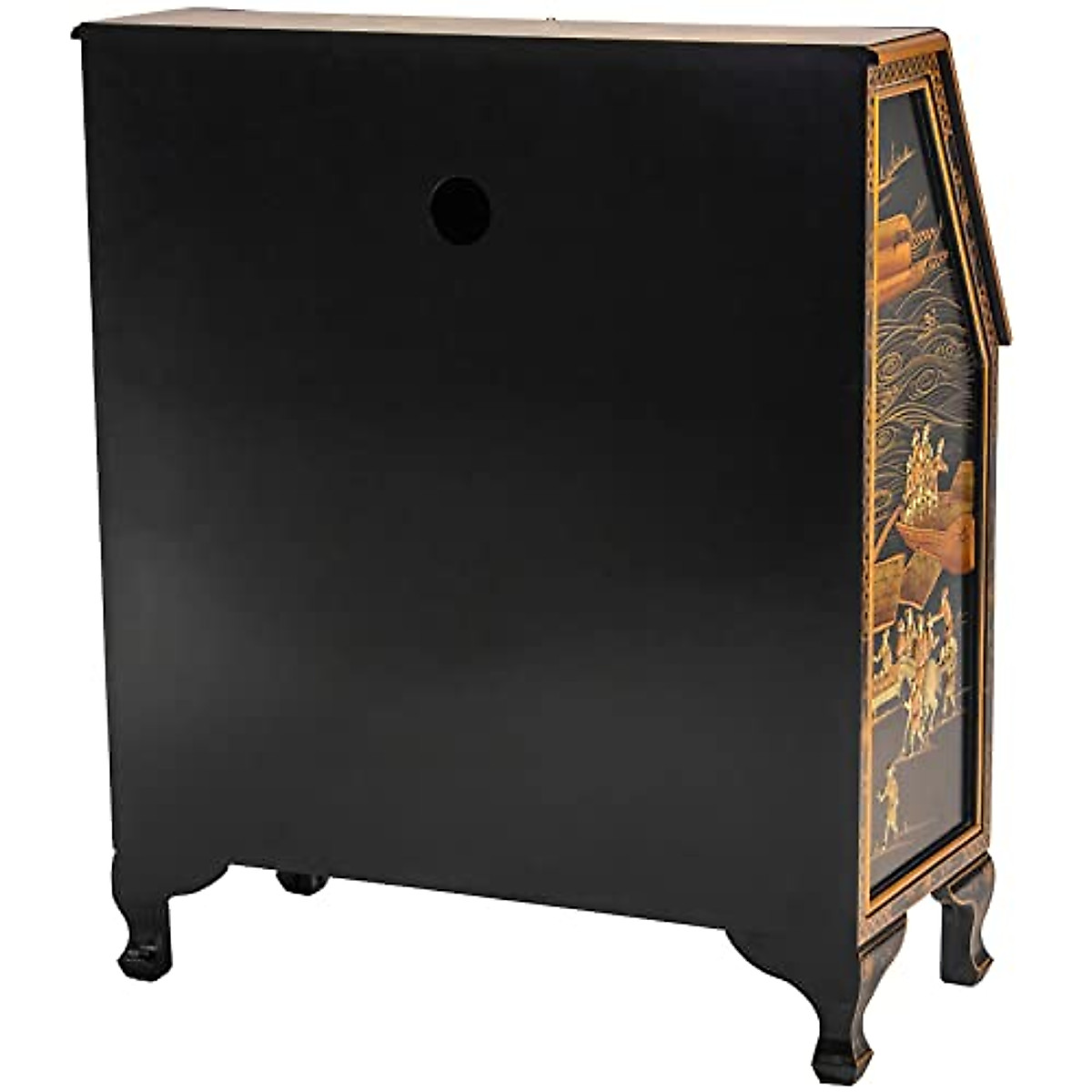 Red Lantern Hand Crafted Artisanal Black Lacquer Secretary Desk - Ching Ming