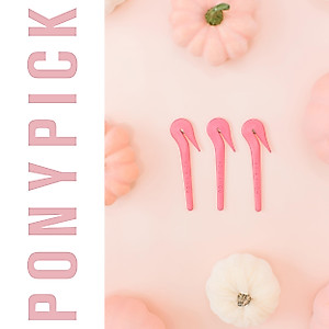 THE PONY PICK Hair Elastic Rubber Bands Cutter Tool – Easy To Use, Pain Free, No Hair Damage – Ponytail Cutter Tool for Kids & Toddlers (3 Packs of Pony Pick & 50 Clear Hair Elastics)