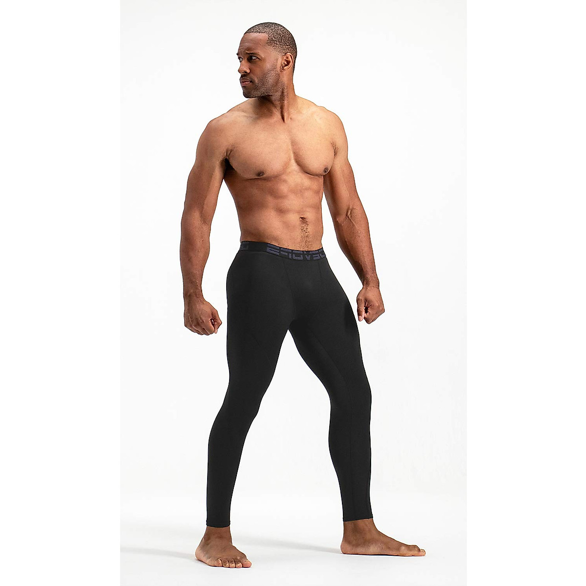 DEVOPS Men's Thermal Compression Pants, Athletic Leggings Base Layer Bottoms (2 Pack) (Large, Black/Black)
