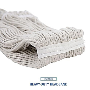 Boardwalk Premium Cut-End Wet Mop Heads, Rayon, 16oz, White, 12/Carton