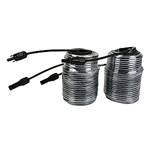 Temco 1 Pair 100 ft Solar Panel Extension Black Connector Male Female 12 AWG Gauge PV Cable Wire