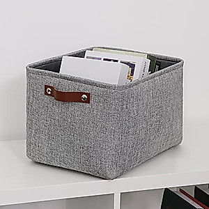 HNZIGE Storage Basket Bins(3 Pack) Large Collapsible Storage baskets for organizing Shelf Closet Bedroom, Perfect Storage Box with Handles for Closet, Clothes, Toy, Home?Gray, 15" x 11" x 9.5"?