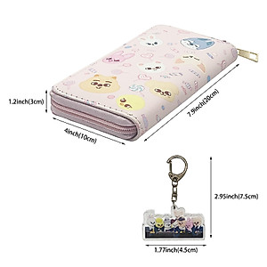 Educatgame Kpop Wallet with Bag Charm, Cute Faux Leather Long Wallet/Clutch Purse, Cute Stuff/Accessories or Gift for Teen Girls,Women