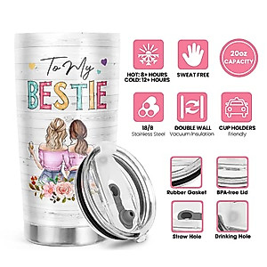 Pawzity Gifts for Best Friends Women Birthday - Mothers Day gifts for friend - Friendship Gifts for Women Friends, Gifts for Friends, Friend Gifts, Bestie Gifts for Women - 20 Oz Bestie Tumbler