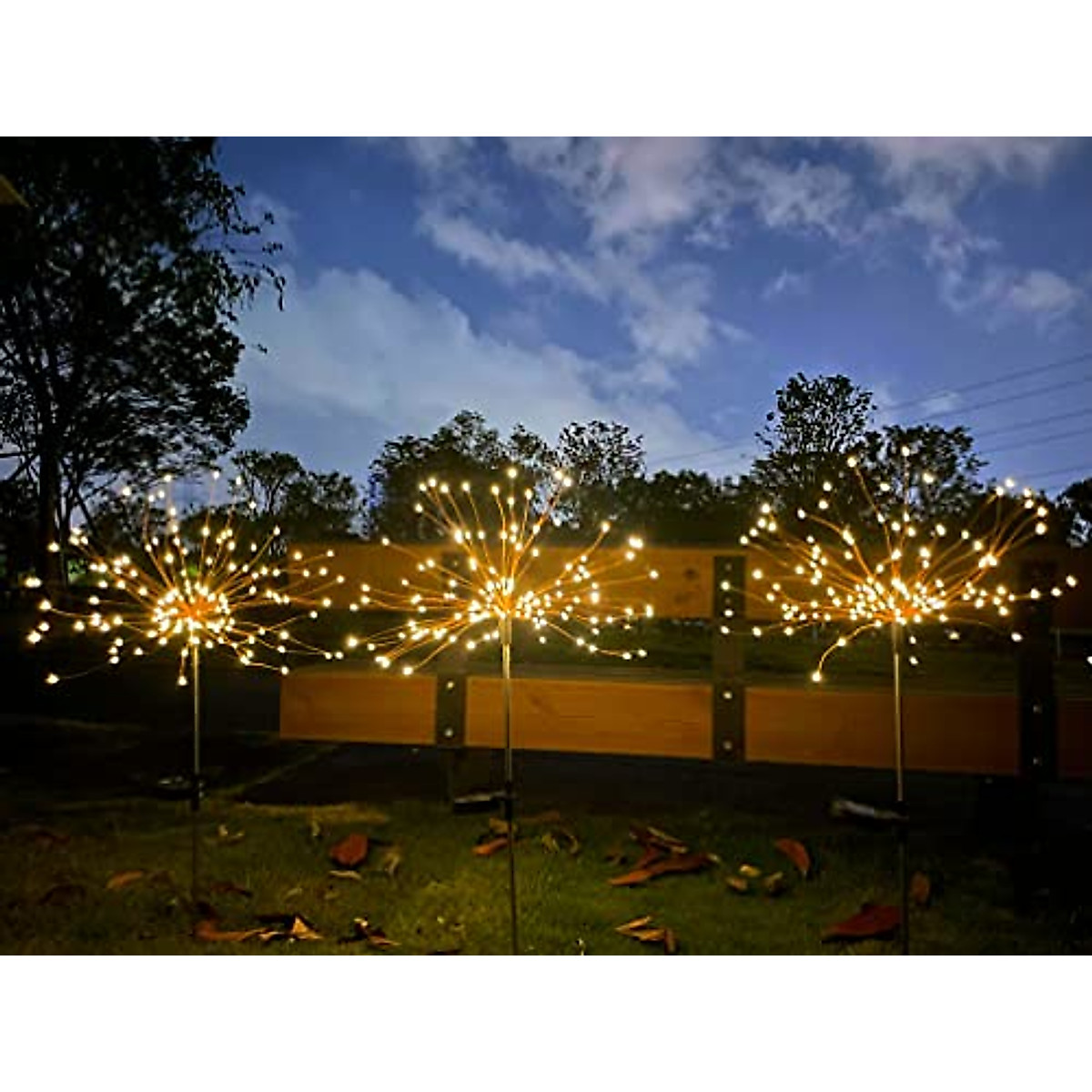 Yulaiyoen Solar Lights Outdoor Starburst Fairy Garden Pathway Lights, 2 Pack Solar Powered Firework Lights 150 LEDs Waterproof Garden Solar Lights Ornaments for Fence Flowerbed Lawn Patio Backyard