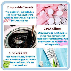 Hard Wax Beads for Hair Removal - 5Pack 100g 5 Colors wax bean for daily use with clean tool