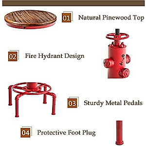 Topower 3 Piece Pub bar Set Vintage Industrial Round bar Table and Stools for 2, Height Adjustable Pub Table and stools Match bar Height and Counter Stool Antique Red(1 Table + 2 Chairs)