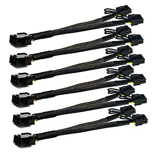 TeamProfitcom PCI-e 6 Pin to Dual PCIe 8(6+2) Pin Graphics Card PCI Express Power Adapter GPU VGA Y-Splitter Extension Cable Mining Video Card Sleeved Power Splitter 9 inches 18 AWG 6 Pack + Bonus