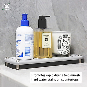 DSHT Bathroom Sink Fast Drying Stone, Instant Dry Sink Organizer, Bathroom Sink Caddy, Simple Human Sink Caddy, Kitchen Sink Tray, Stone Dish Drying Mat, Drying Stone Dish, Sink Tray for Kitchen