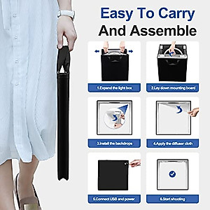 EMART Light Box Photography, 12"x12" Product Photo Studio Lightbox with 120 LED Lights, 6 Color Backdrops, 4 Reflection Boards, 1 Diffuser Cloth and 1 Phone Tripod Holder