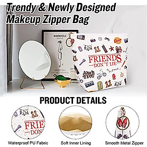 Funny Strangeness Merchandise Things Zipper Pouch, Waterproof PU Pencil Case Makeup Bag Friends Don't Lie Cosmetic Bag, Portable Travel Bag Toiletry Bag Gift for Women Men Teen Girls Boys(White-2)